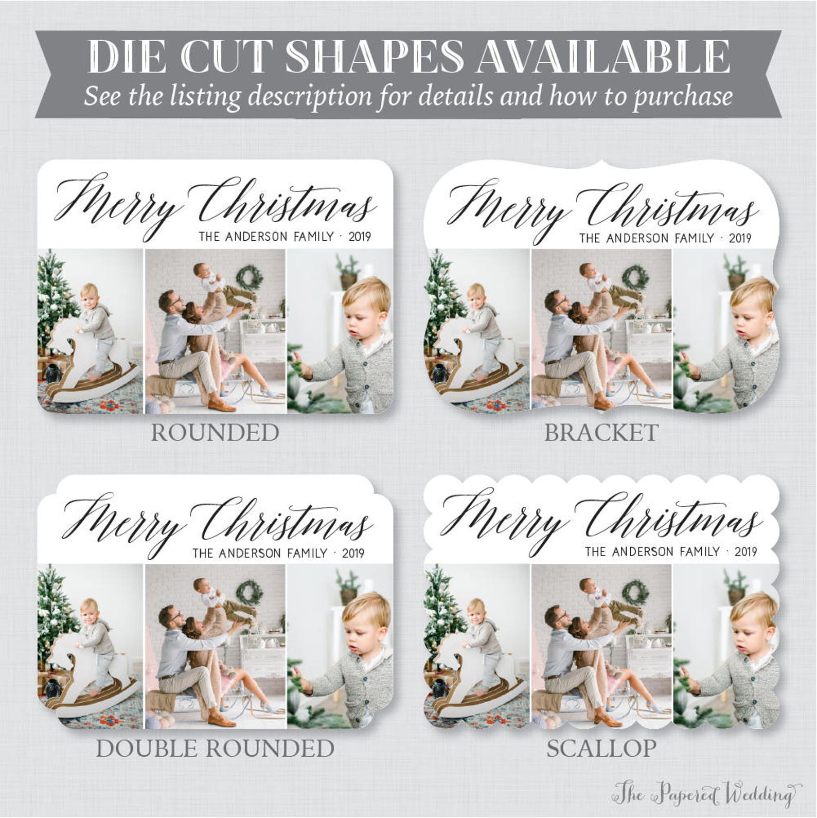 Printable OR Printed Photo Christmas Cards for Three Pictures - Etsy