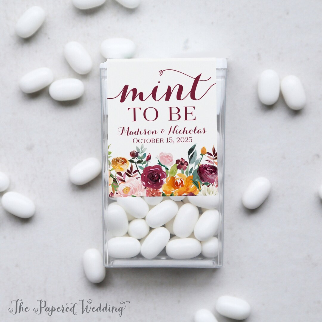 PRINTED Fall Floral Labels for Tic Tac Containers - Maroon Orange Pink ...