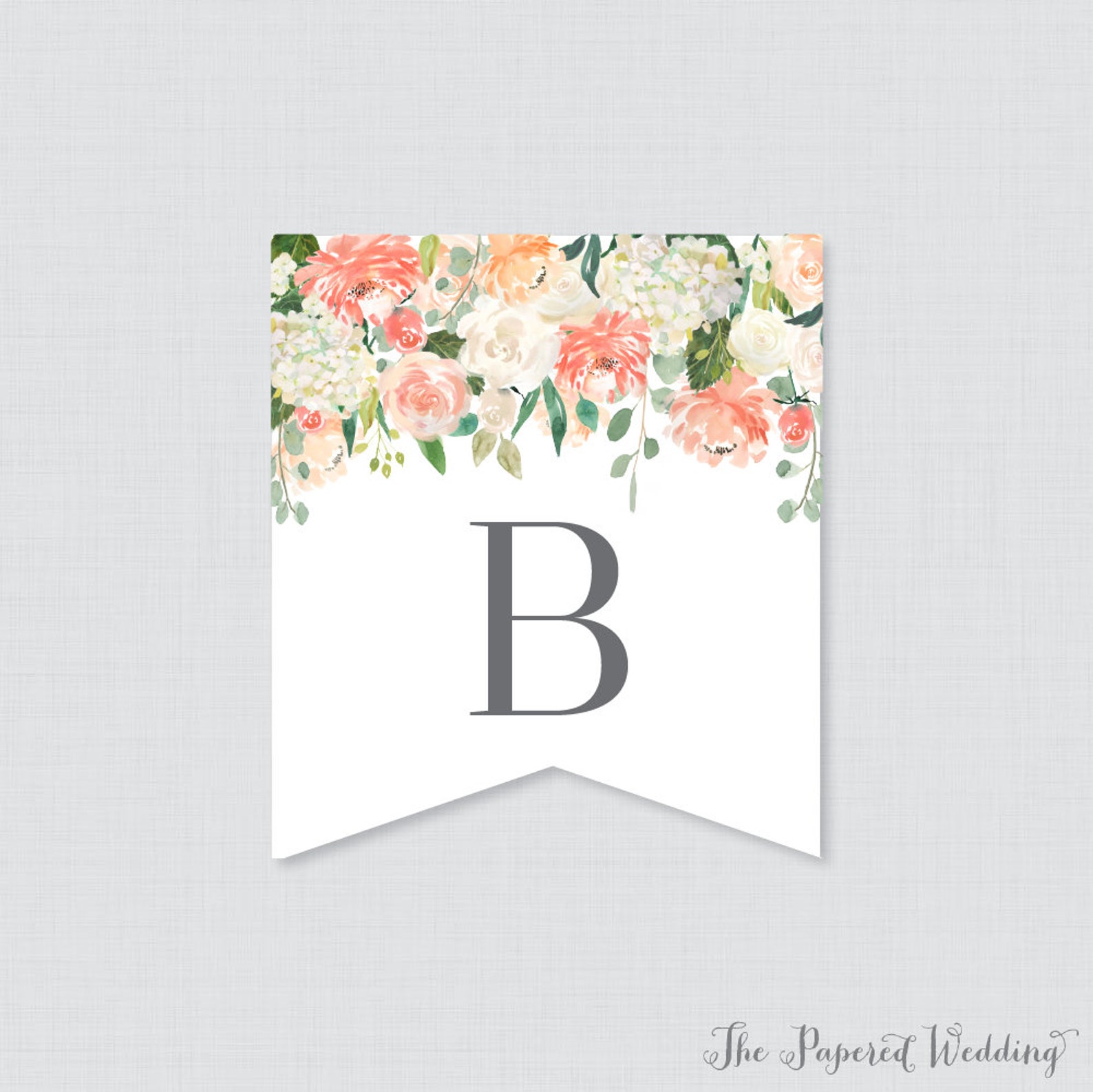 Printable Wedding Banner Peach Floral Wedding Banners With - Etsy