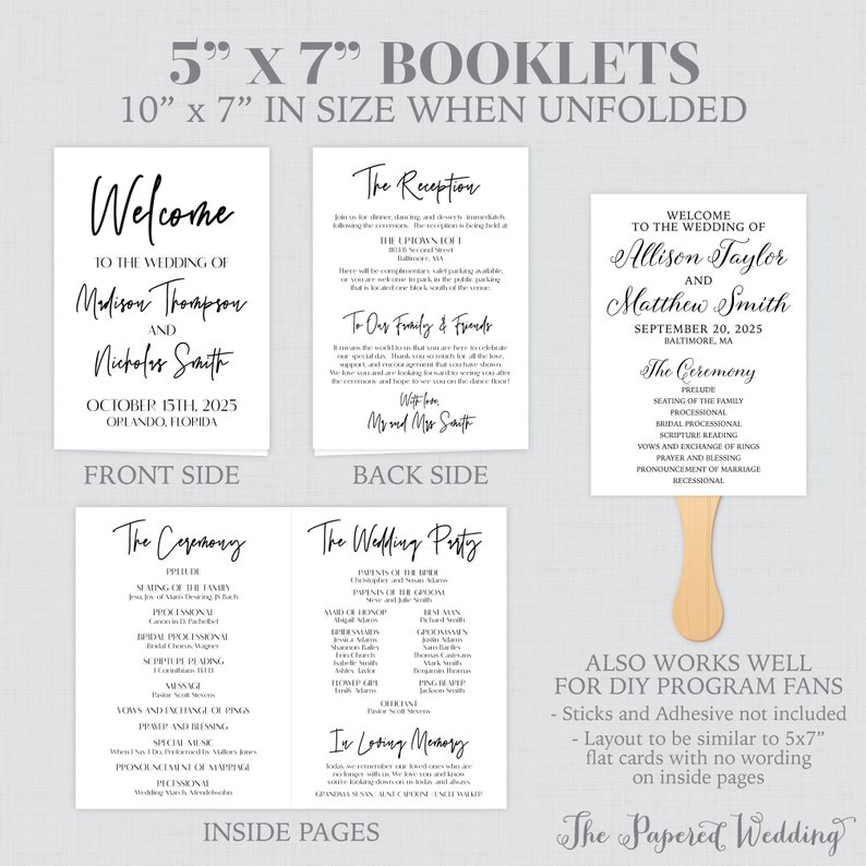 Printable OR Printed Wedding Programs With Custom Fonts and Colors ...