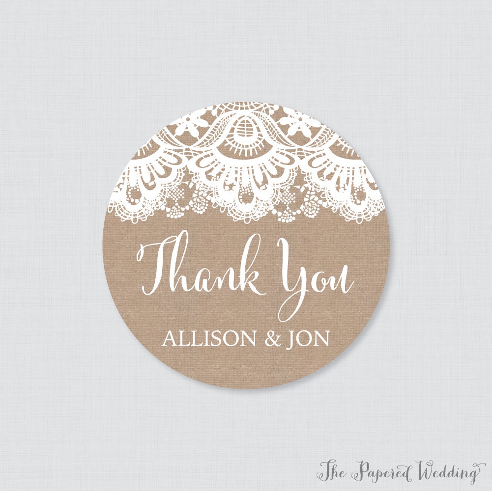 Printable OR Printed Wedding Stickers Burlap and Lace Circle | Etsy