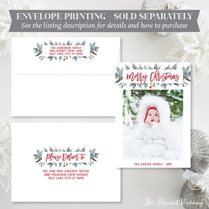 Printable OR Printed Red and Green Christmas Cards - Red and Green Pine ...