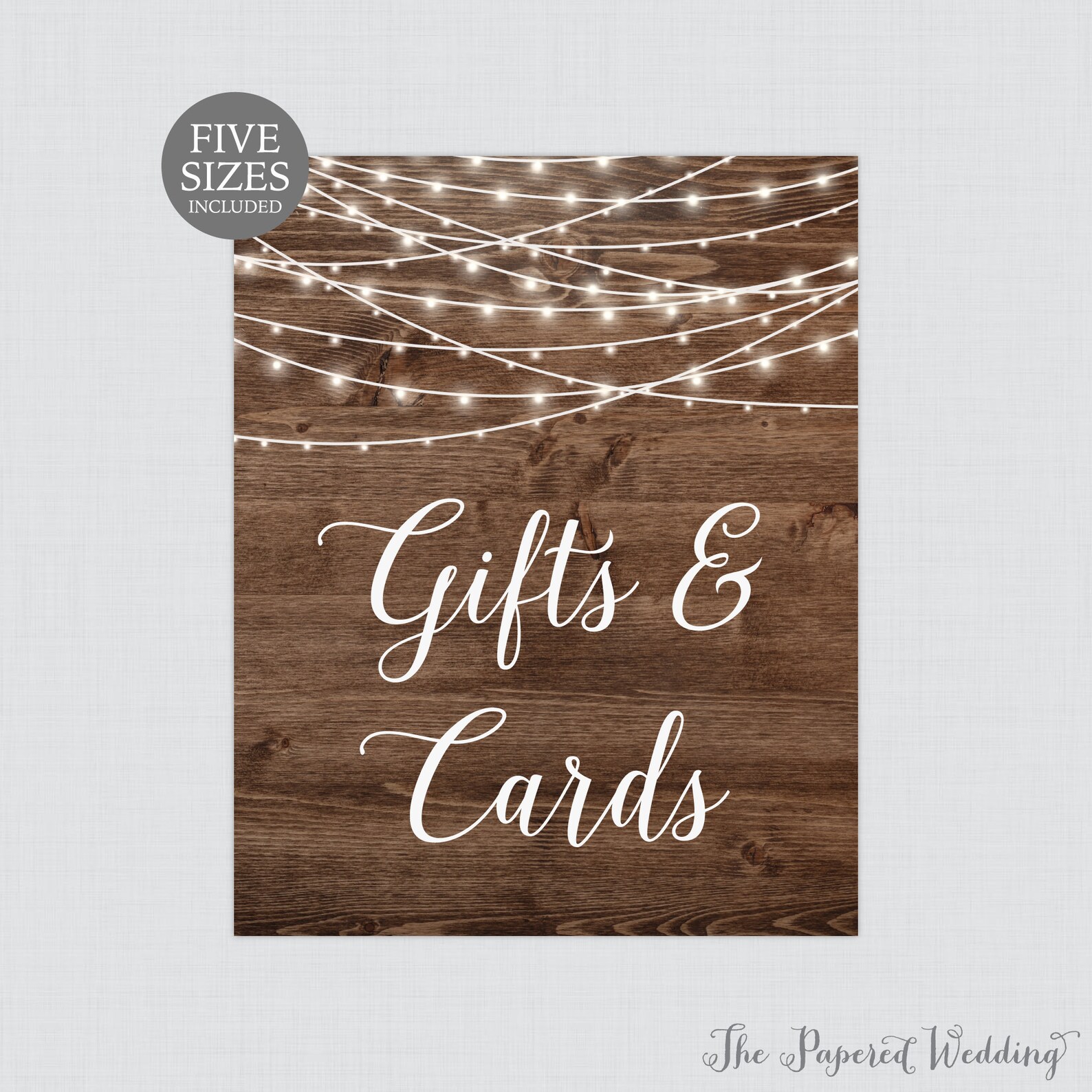 Printable Rustic Gifts and Cards Sign Wood and String Lights - Etsy