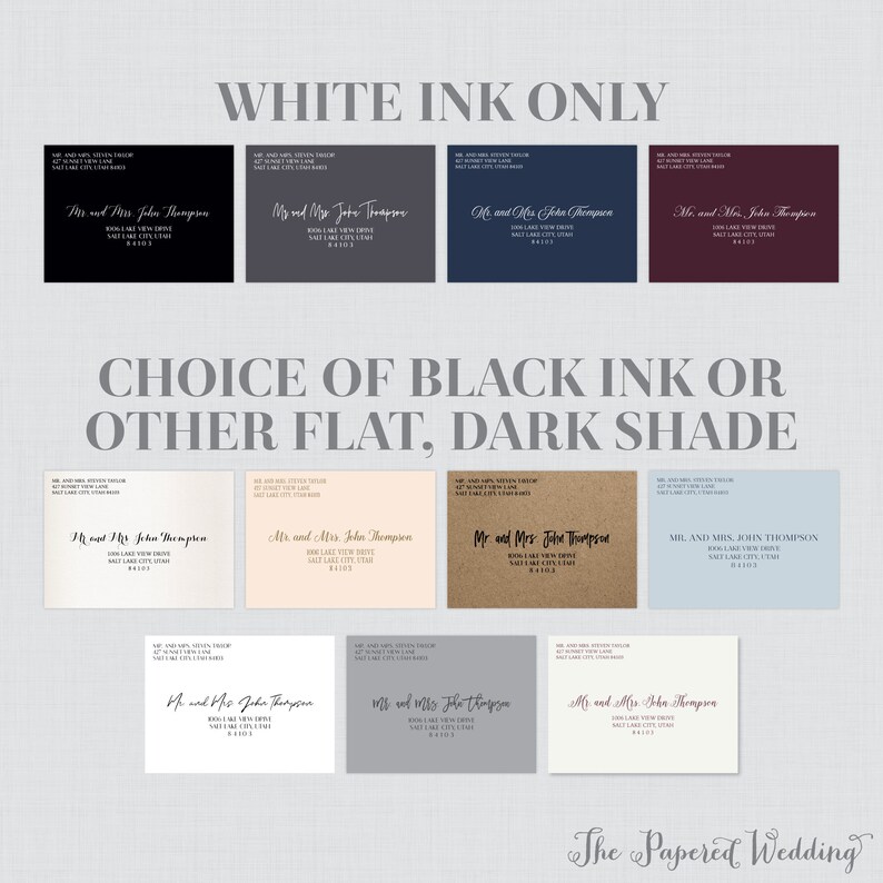 Printed Envelopes With Custom Fonts in A7 A2 or 4bar Size - Etsy