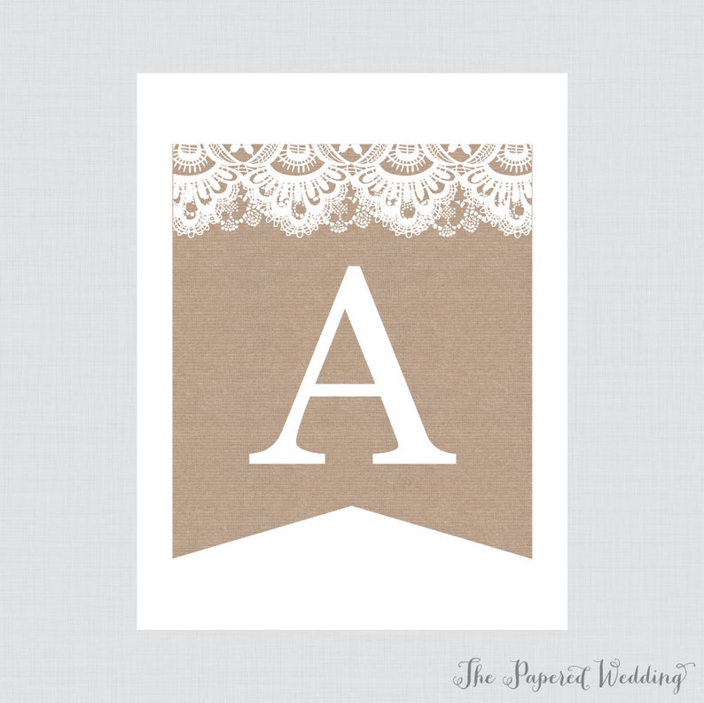 Printable Wedding Banner Rustic Burlap and Lace Wedding | Etsy