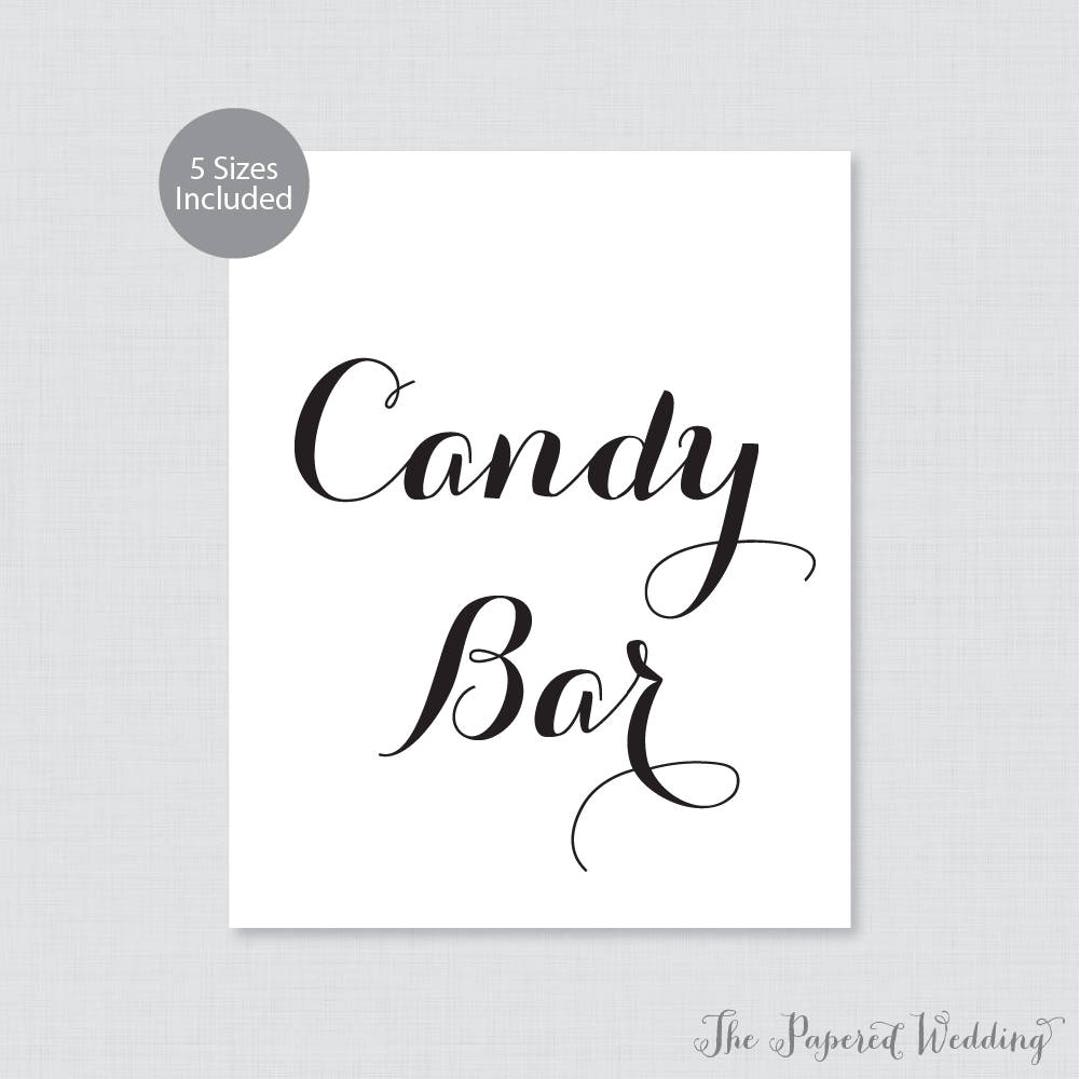 Printable Candy Bar Sign - Black and White Candy Bar Sign - Simple ...