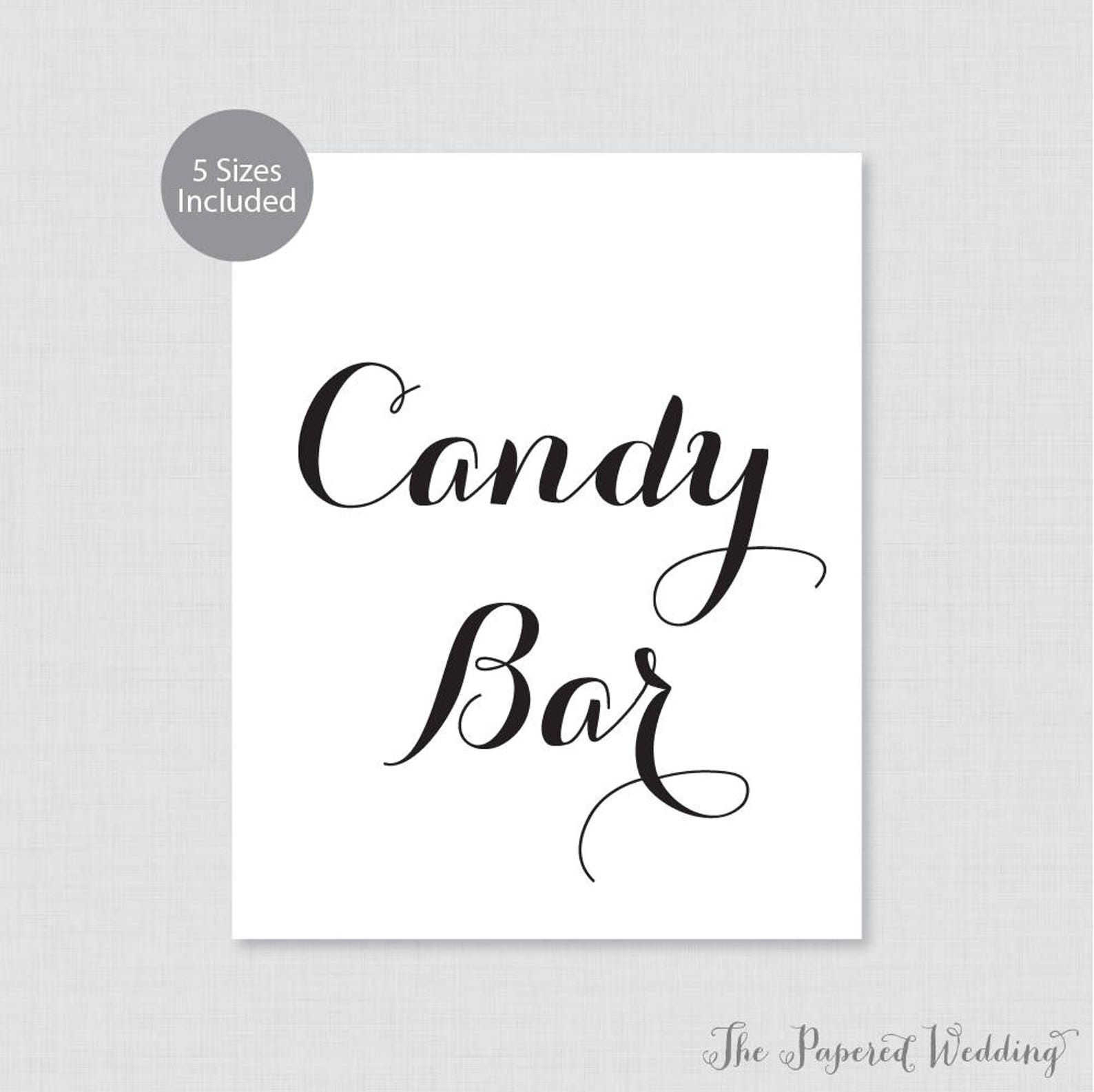 Printable Candy Bar Sign Black and White Candy Bar Sign - Etsy