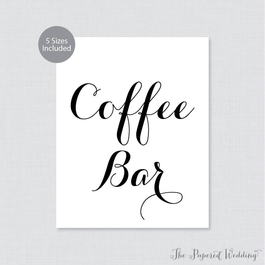 Printable Coffee Bar Sign - Black and White Coffee Buffet Sign - Simple ...