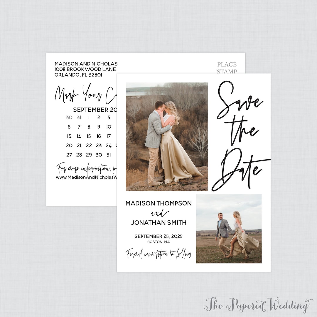 Printable OR Printed Save the Date Postcards With Two Pictures - Two ...