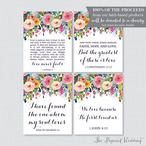 Printable Bible Verse Sign - Floral Wedding Decor - We Love Because He ...