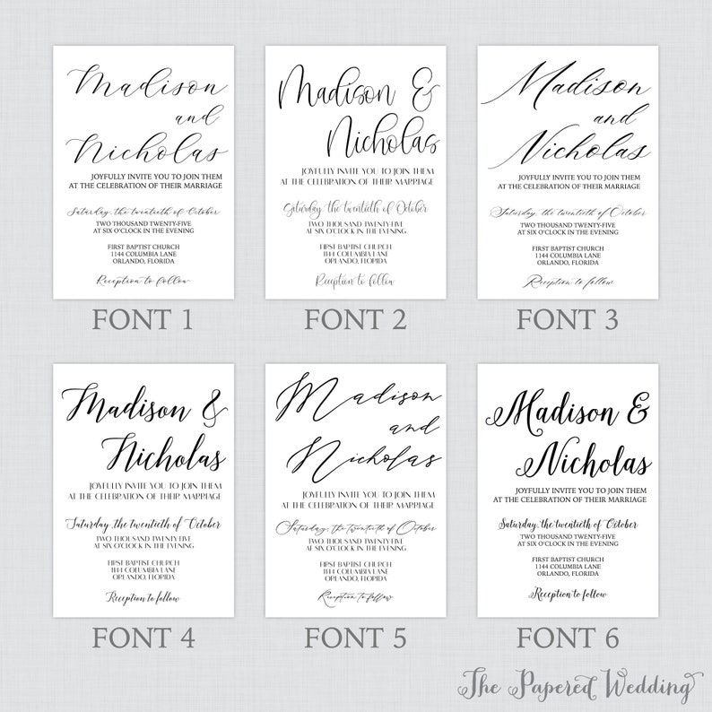 Printable OR Printed Invitations With Custom Colors and Fonts - Simple ...
