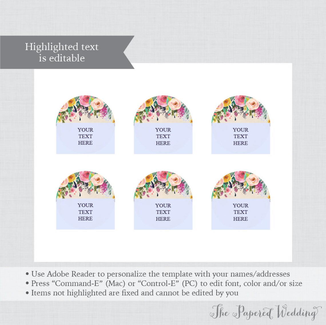 EDITABLE Wedding Tags Printable Floral Wedding Labels - Etsy