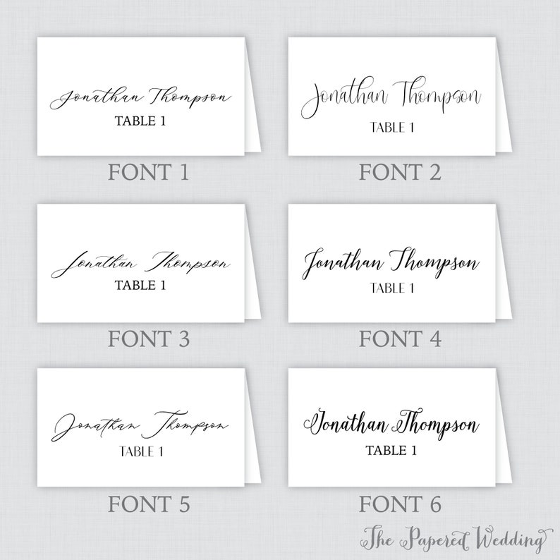 Printed Place Cards With Custom Fonts and Colors Customized - Etsy