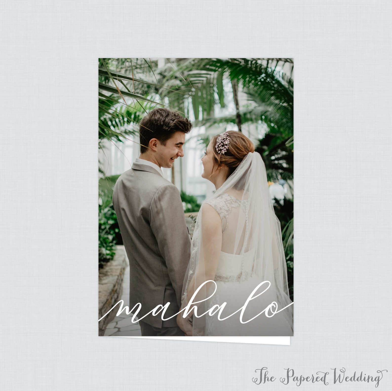 Printable OR Printed Folded Mahalo Thank You Cards - Vertical Photo ...