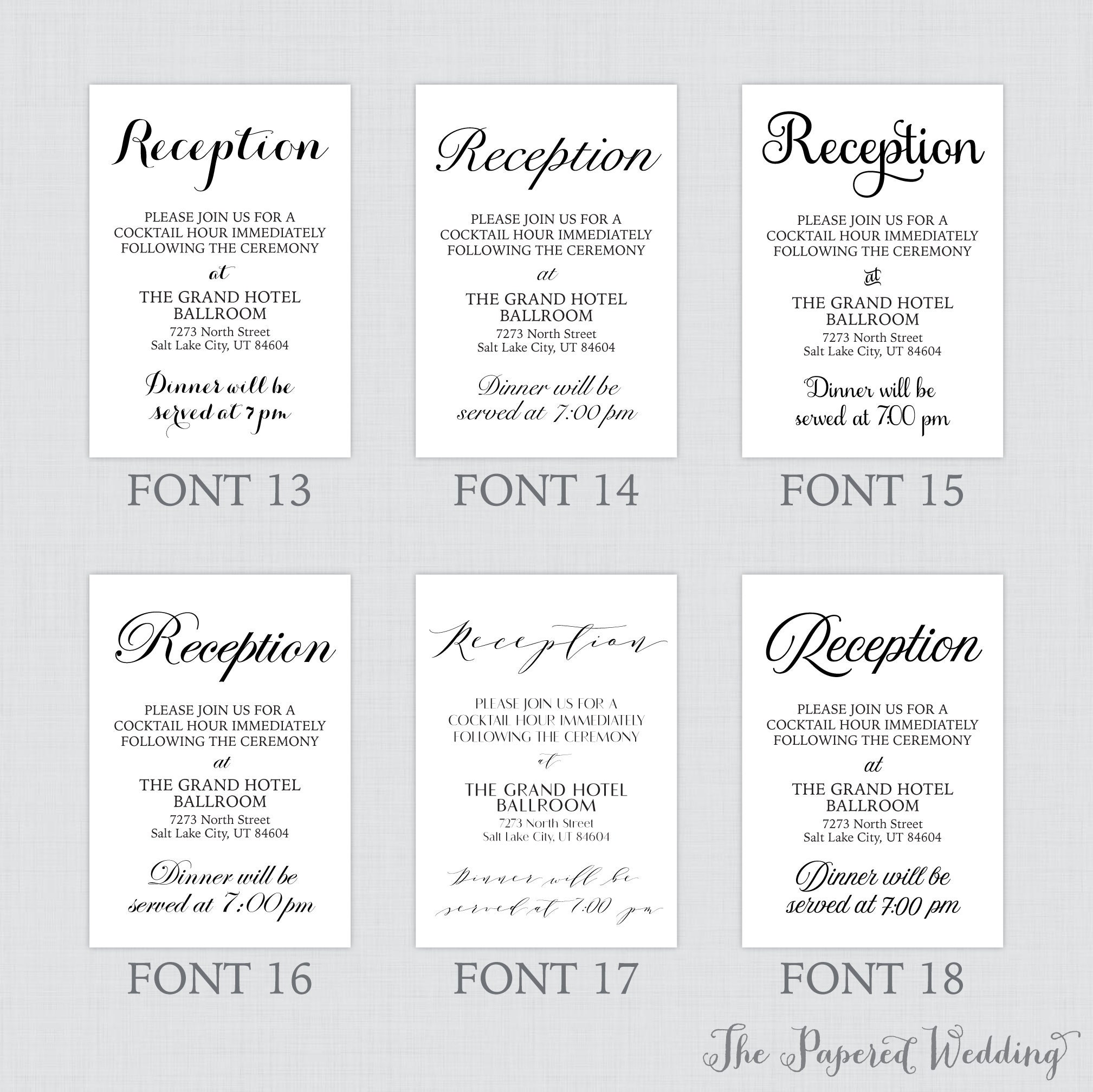 Printable OR Printed Reception Inserts With Custom Colors and | Etsy