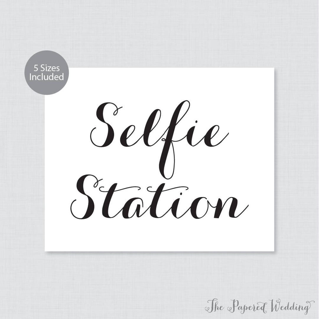Printable Selfie Station Sign - Black and White Photo Booth Sign ...