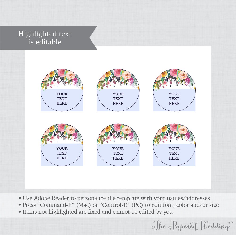 EDITABLE Wedding Tags - Printable Floral Wedding Labels, Colorful ...