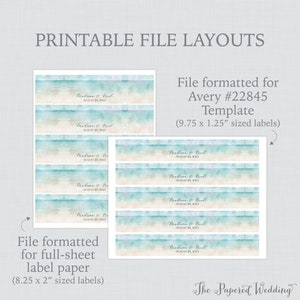 Printable OR Printed Beach Wedding Water Bottle Labels - Watercolor ...