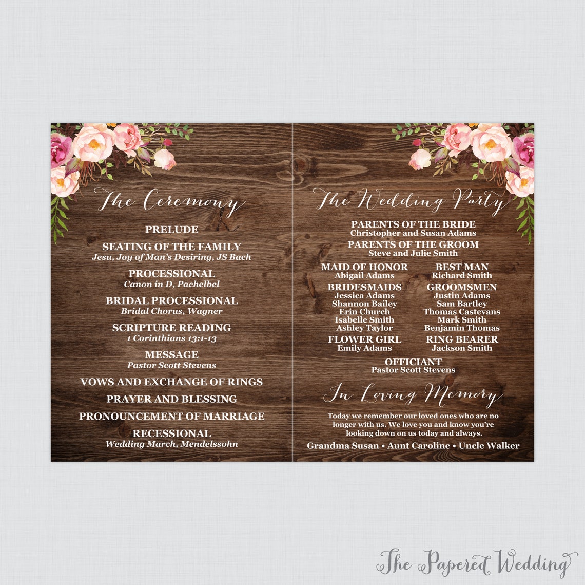 Printable OR Printed Rustic Wedding Program Booklet Wood and - Etsy