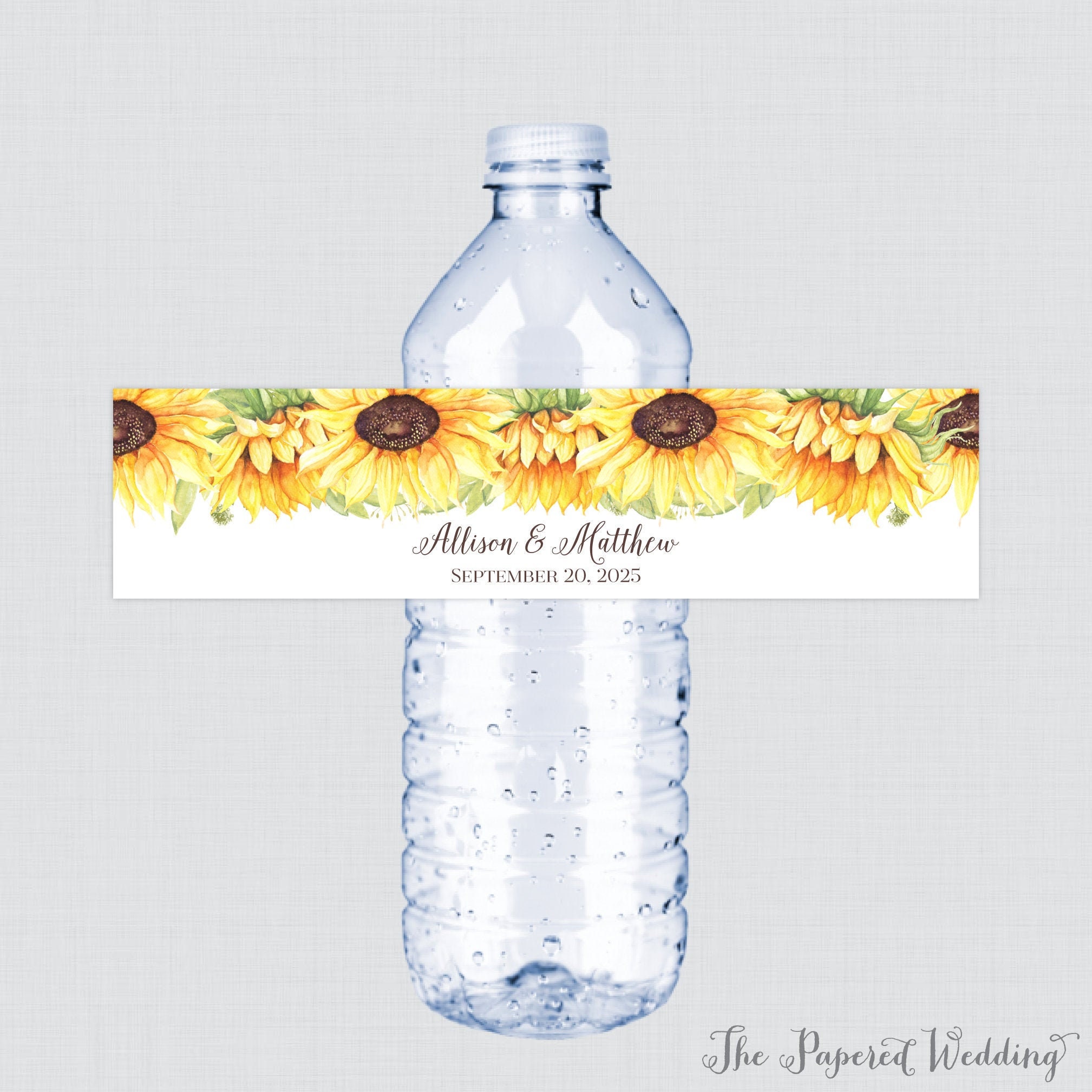 Printable OR Printed Sunflower Wedding Water Bottle Labels - Etsy