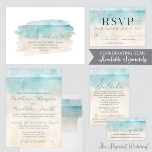 Printable OR Printed Beach Wedding Stickers - Watercolor Beach Themed ...