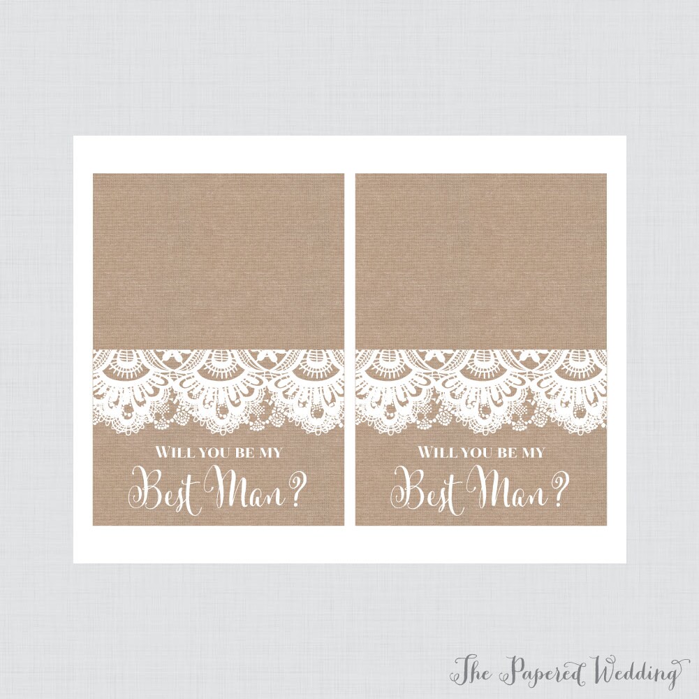 Printable Will You Be My Best Man Cards Rustic Burlap and - Etsy