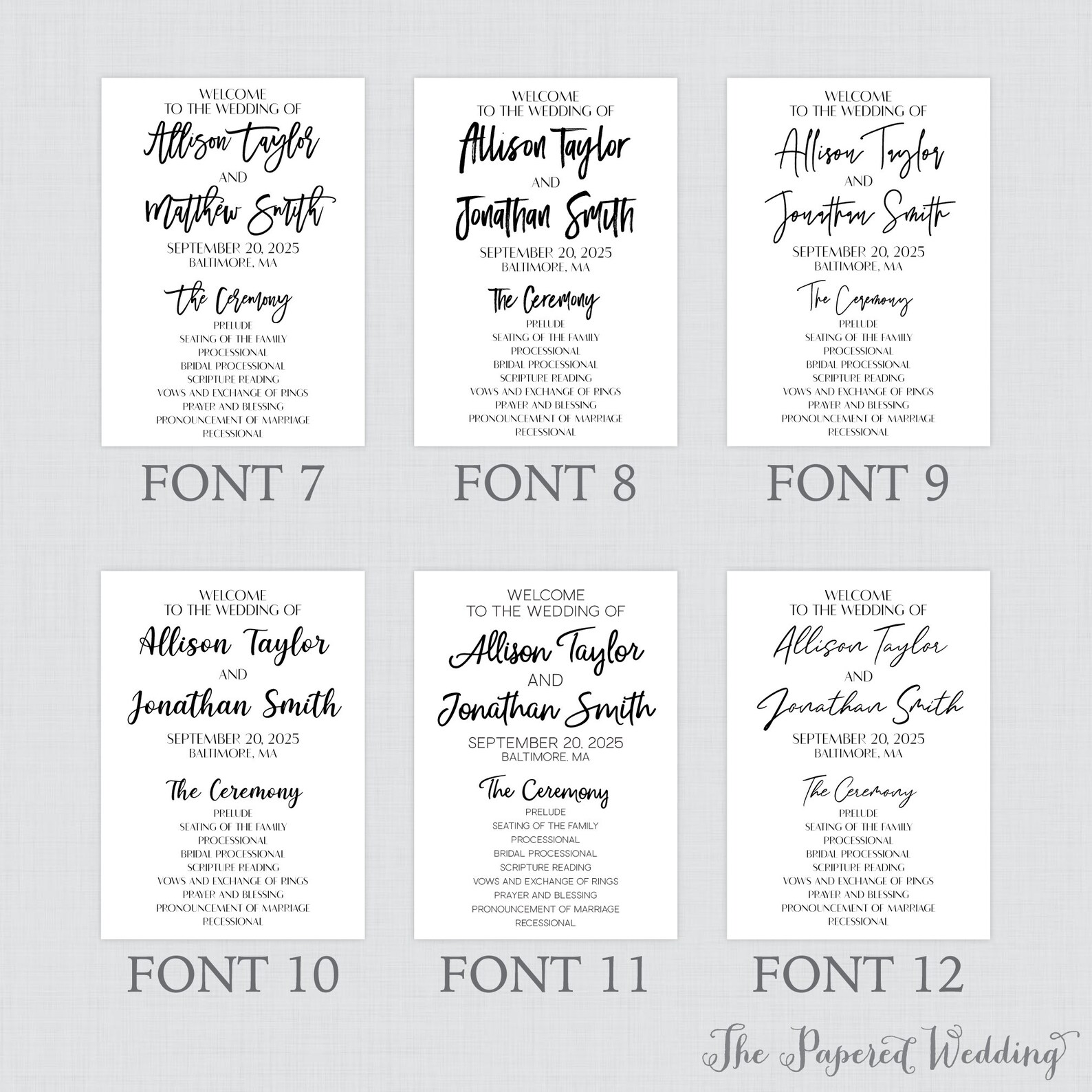 Printable OR Printed Wedding Programs With Custom Fonts and - Etsy