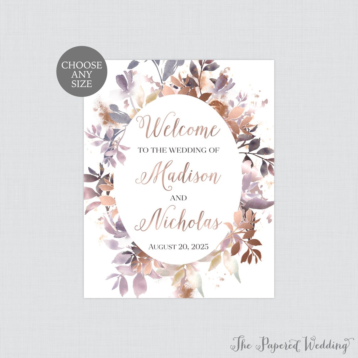 Printable Rose Gold Wedding Welcome Sign Rose Gold & | Etsy