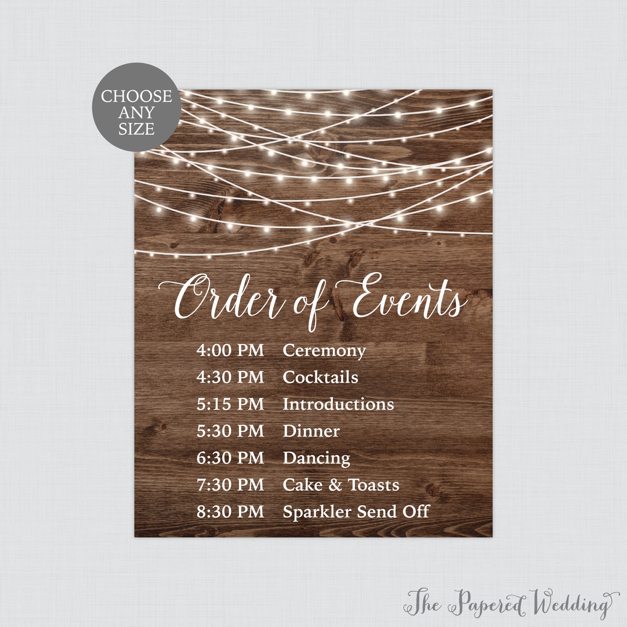 Printable Rustic Order of Events Sign Wood and String Lights - Etsy