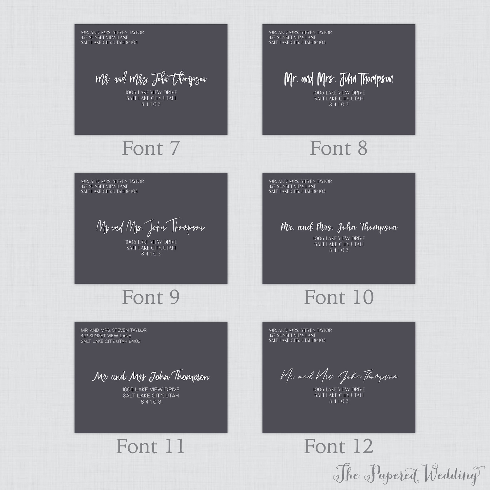 Printed Envelopes With Custom Fonts in A7, A2, or 4bar Size Premium ...