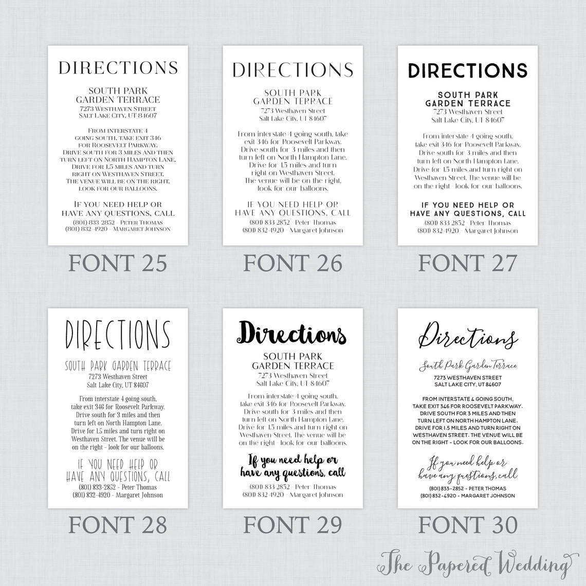Printable OR Printed Directions Cards With Custom Color and | Etsy