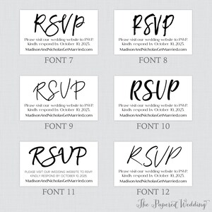 Printable OR Printed Small RSVP Insert Cards With Custom Color and Font ...