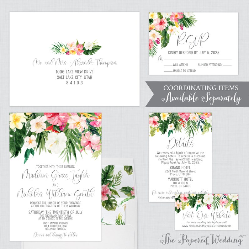 Printable Tropical Wedding Mad Libs Hawaiian Flower & Palm - Etsy