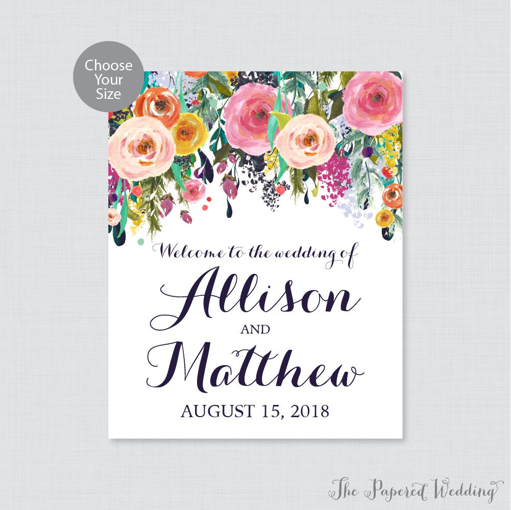 Floral Welcome Sign Colorful Acrylic Painting etna.com.pe