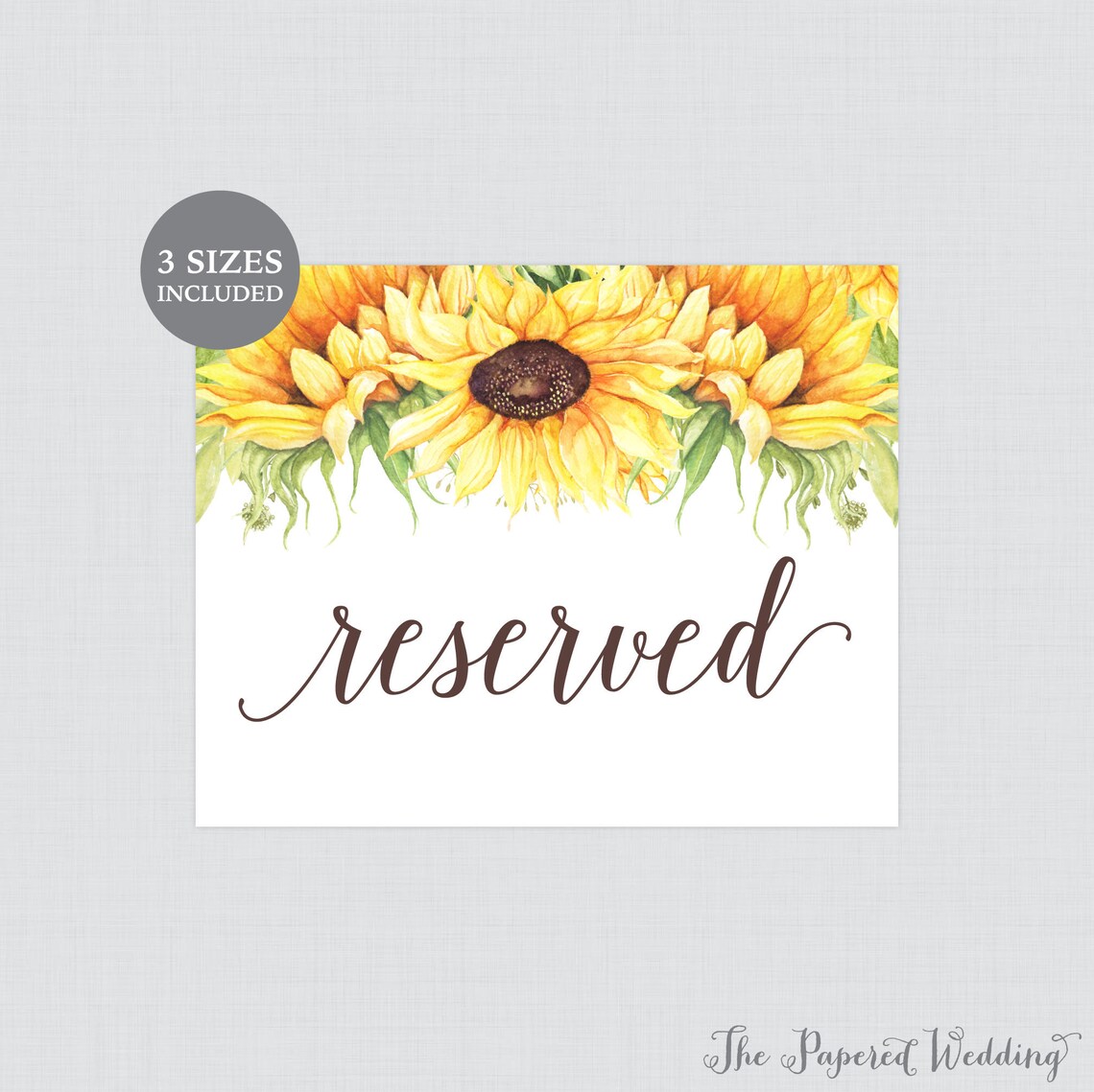 Printable Sunflower Wedding Reserved Signs - Sunflower Reserved Seating ...