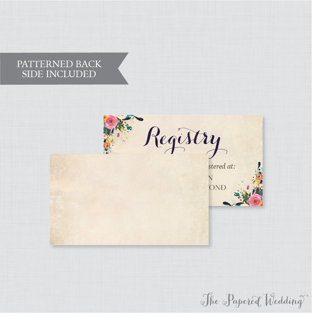 Printable OR Printed Wedding Registry Cards Floral Wedding - Etsy