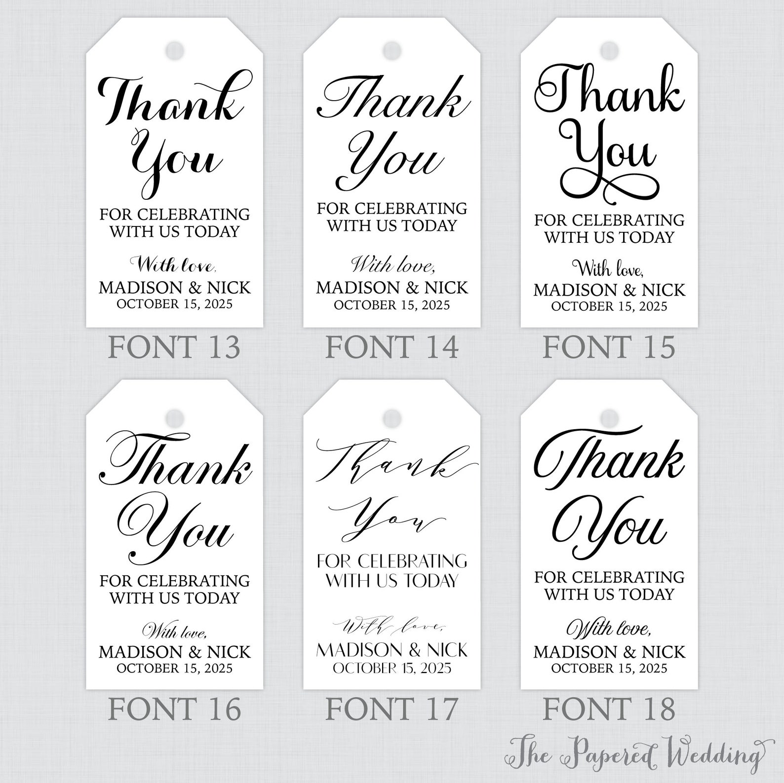 Printable OR Printed Wedding Favor Tags With Custom Colors and Fonts ...