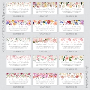 PRINTED Flower Return Address Labels - Choose Your Floral Design, Fonts ...
