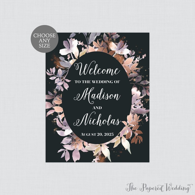 Printable Rose Gold Wedding Welcome Sign Black Rose Gold & - Etsy