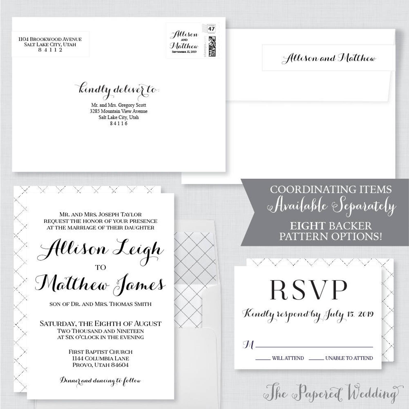 Geometric Wedding Envelopes With Liners White A7 Envelopes | Etsy