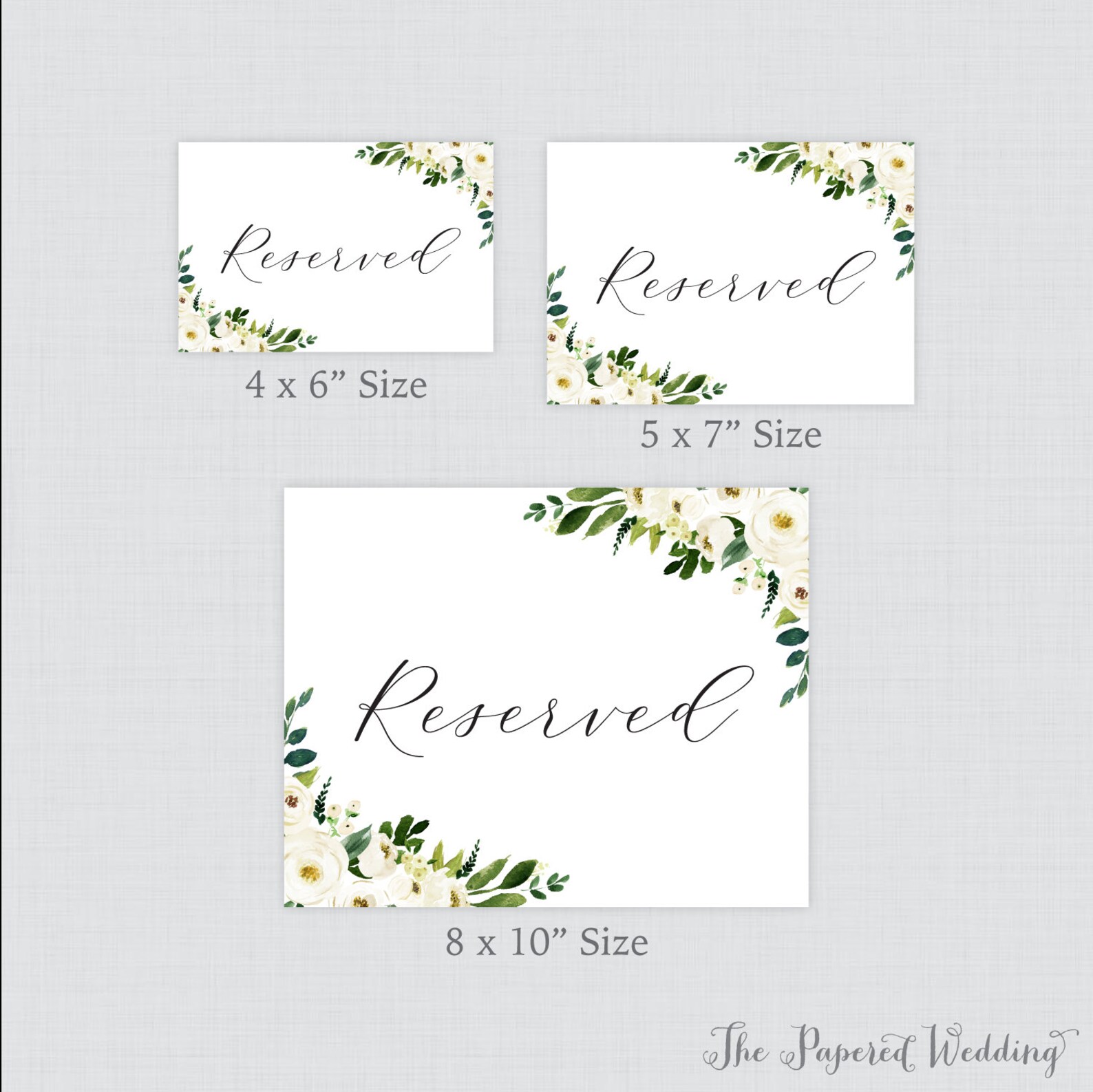 Printable Wedding Reserved Signs White Floral Reserved - Etsy