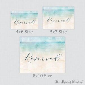Printable Beach Wedding Reserved Signs - Watercolor Beach Themed ...