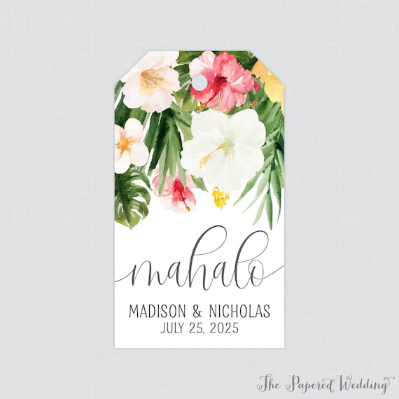Printable OR Printed mahalo Favor Gift Tags - Etsy