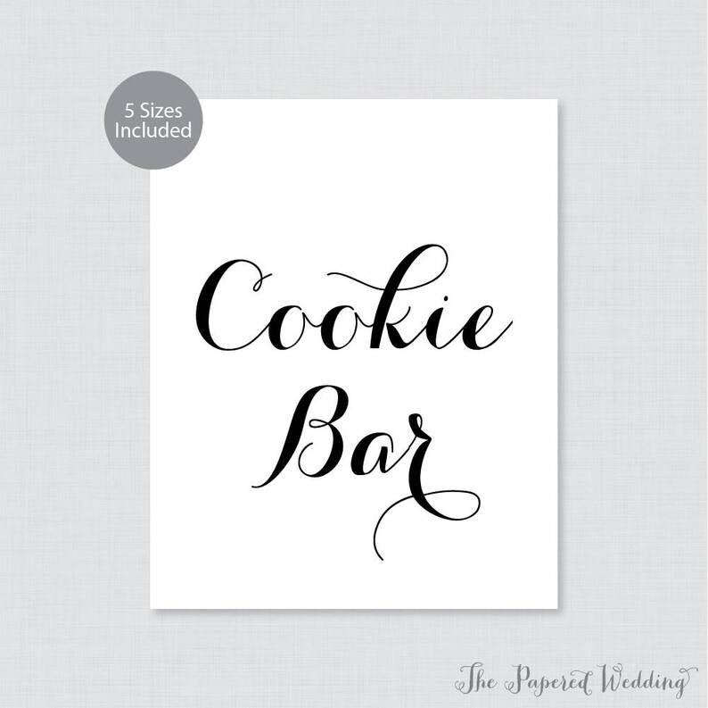 Printable Cookie Bar Sign Black and White Wedding Cookie Bar - Etsy