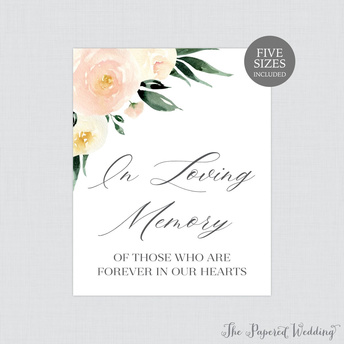 Printable in Loving Memory of Sign With Ivory and Blush Pink - Etsy