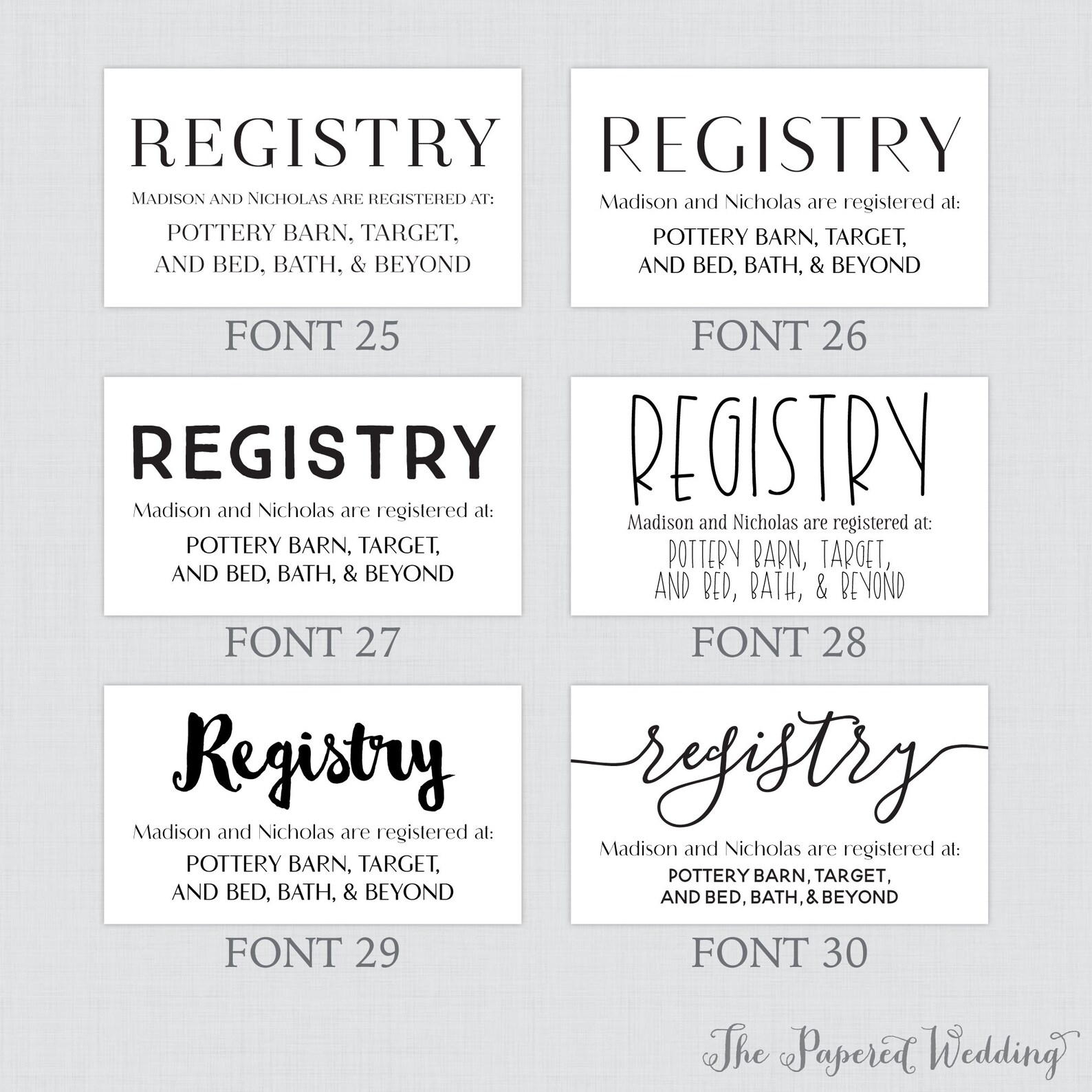 Printable OR Printed Registry Inserts With Custom Color and - Etsy