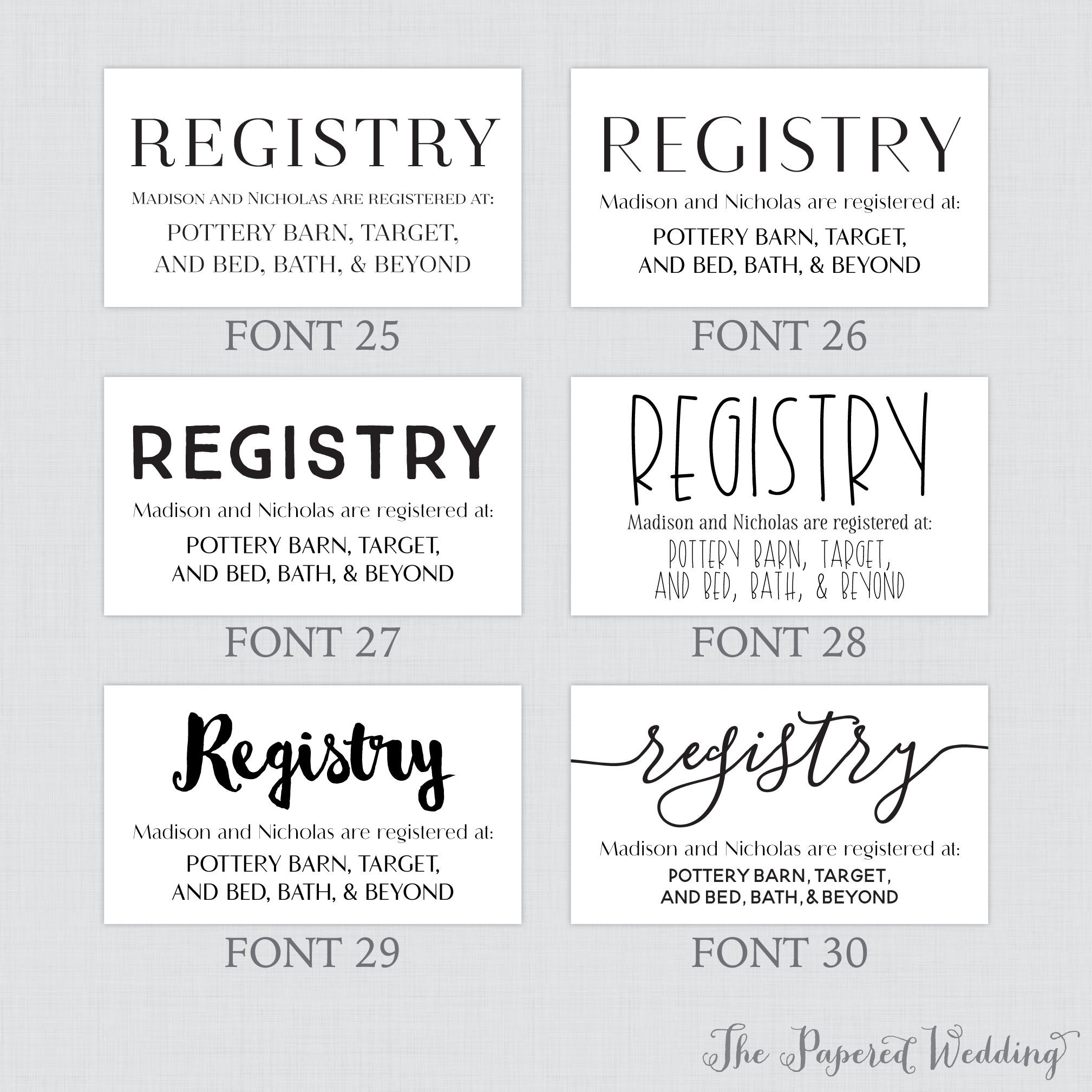 Printable OR Printed Registry Inserts With Custom Color and - Etsy
