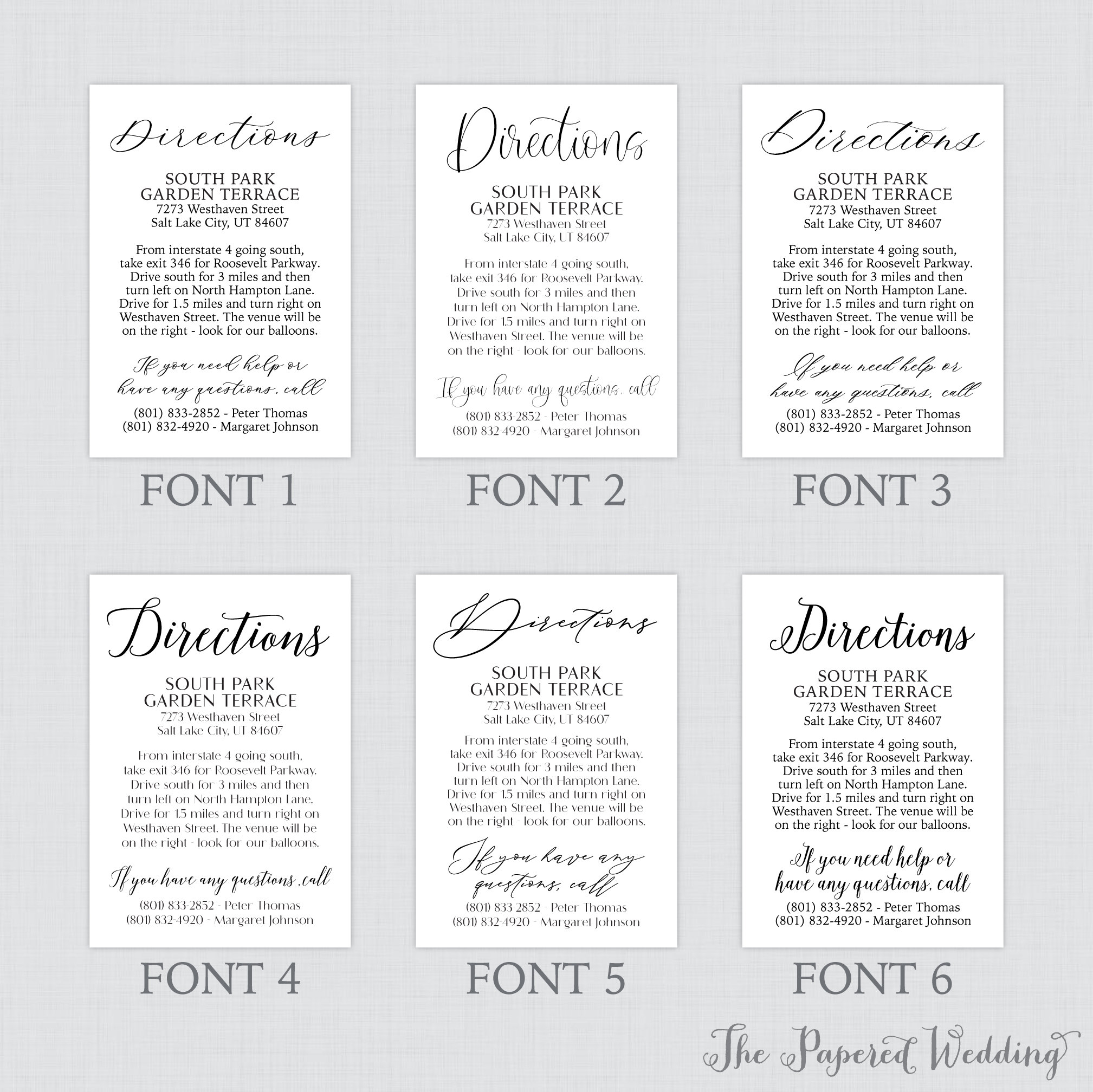 Printable OR Printed Directions Cards With Custom Color and | Etsy