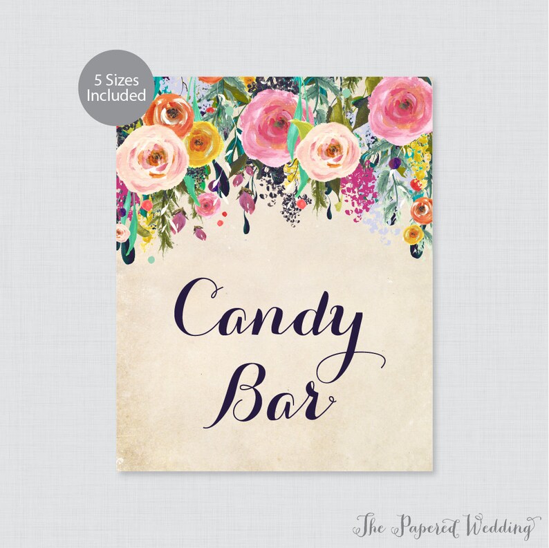 Printable Candy Bar Sign Floral Candy Bar Sign Shabby Chic - Etsy