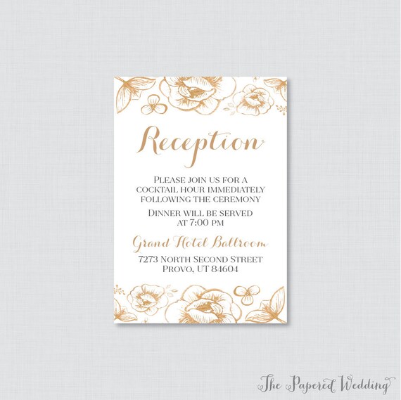 Wedding Reception Inserts Wedding Information Sheets & Inserts